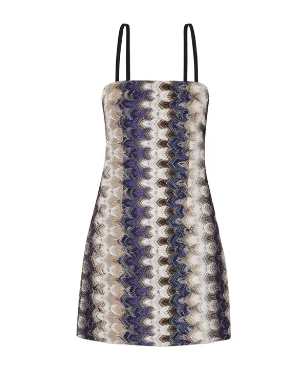 Missoni Striped Metallic Crochet-knit Mini Dress