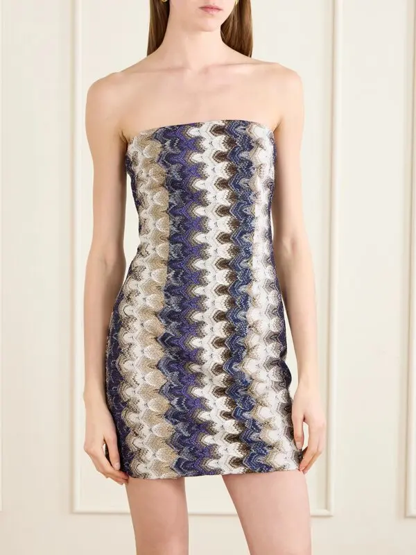 Missoni Striped Metallic Crochet-knit Mini Dress