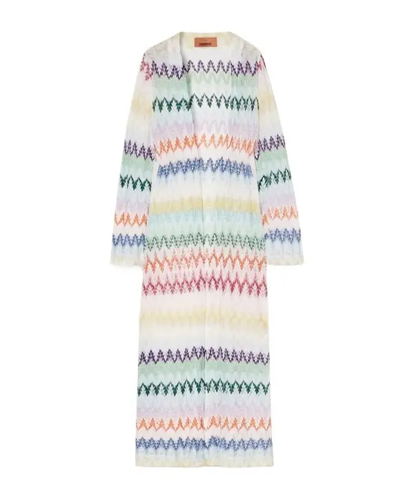 Missoni Striped Metallic Crochet-knit Cardigan