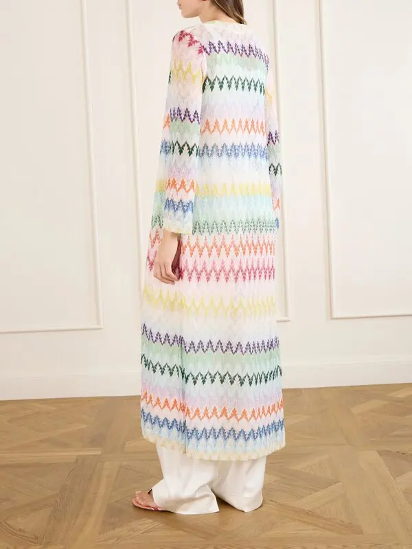 Missoni Striped Metallic Crochet-knit Cardigan