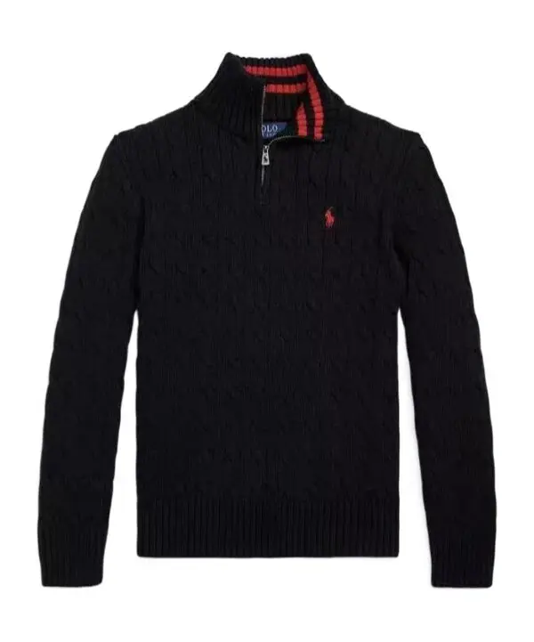 Polo Ralph Lauren Cable Knit Quarter-zip Jumper - Black
