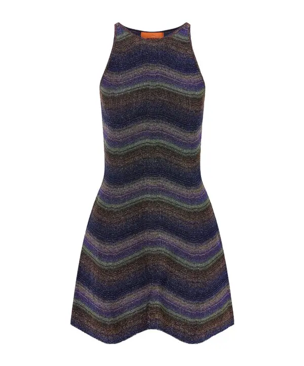 Missoni Metallic Striped Crochet-knit Mini Dress