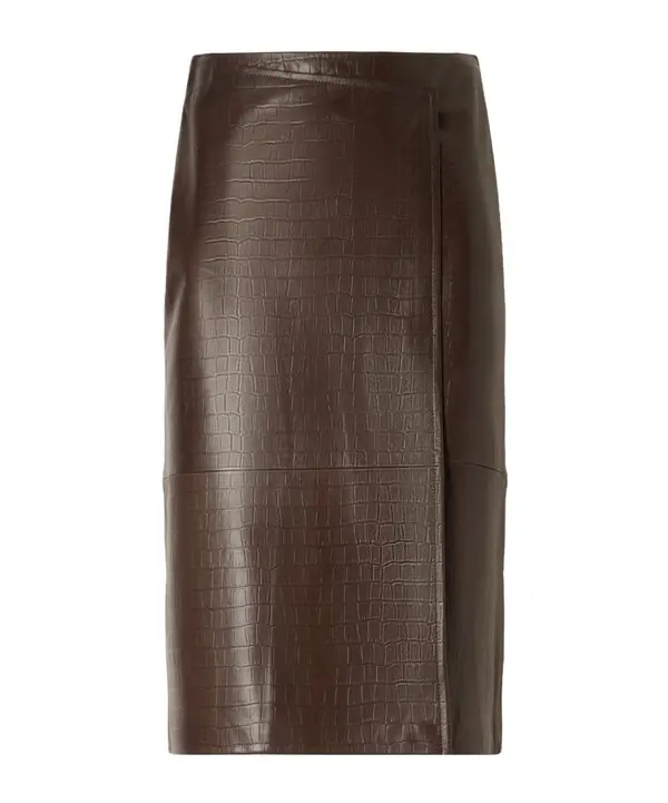 Nour Hammour Leather Midi Wrap Skirt