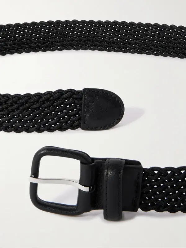 Charvet Woven Leather-trimmed Cord Belt