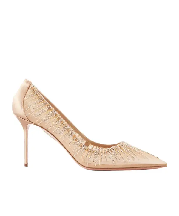 AQUAZZURA Mesh High Heels Accented With Sequins