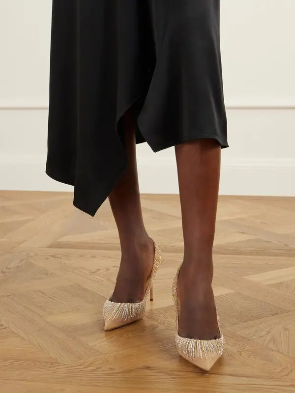 AQUAZZURA Mesh High Heels Accented With Sequins