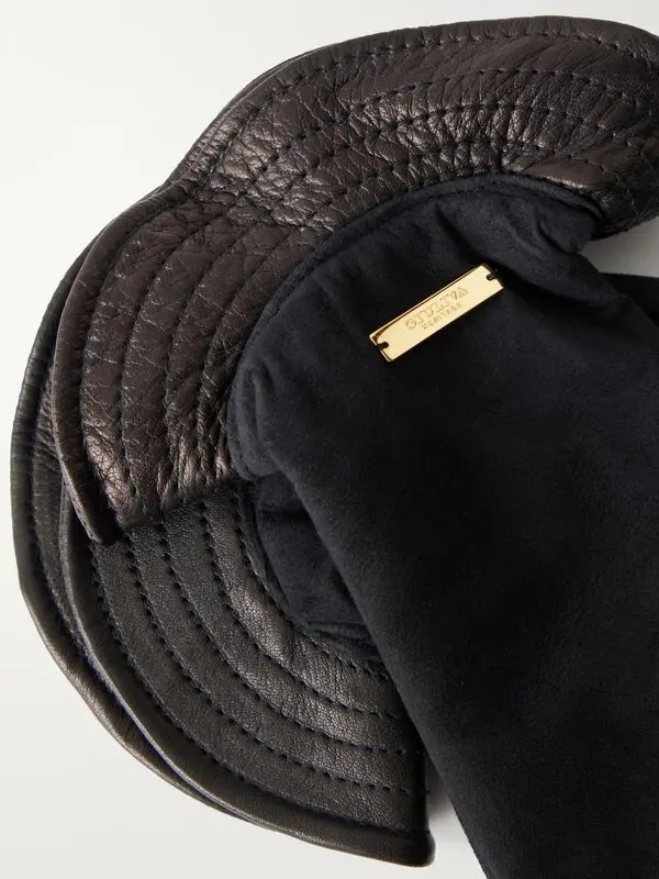 Giuliva Heritage Leather-trimmed Suede Gloves