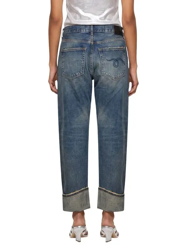 R13 Crossover-waist Turn-up Hem Jeans