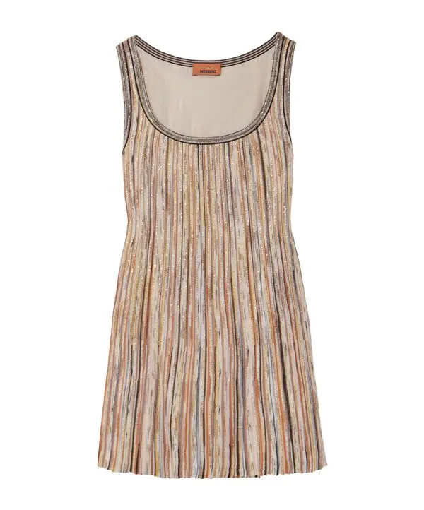 Missoni Striped Sequined Metallic Ribbed-knit Mini Dress