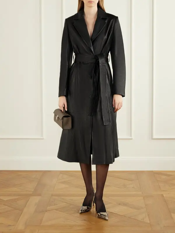 Nour Hammour Camden Belted Leather Coat