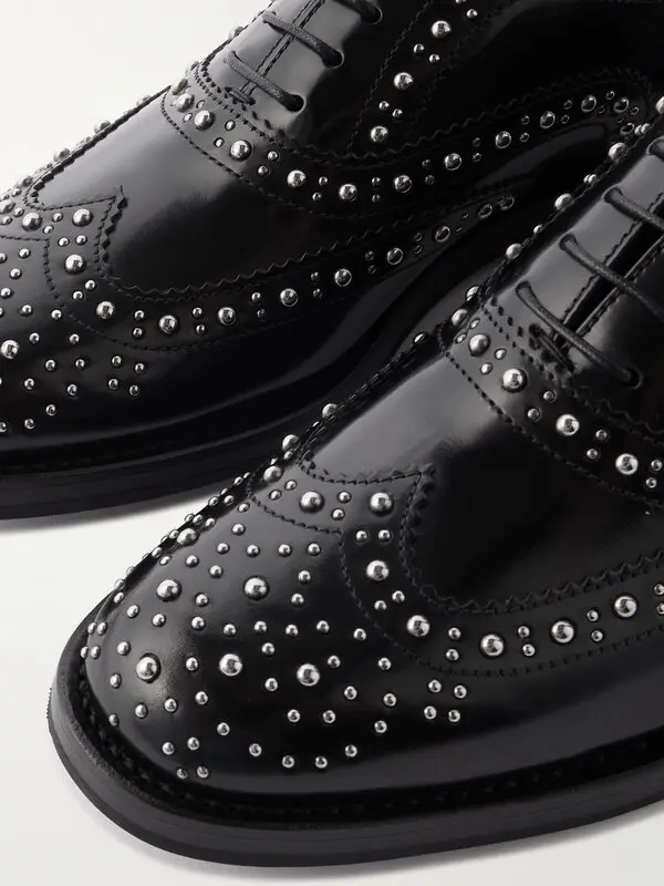 Church's Burwood Met Studded Glossed-leather Brogues
