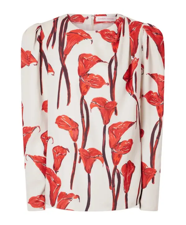 Carolina Herrera Floral-print Cady Blouse