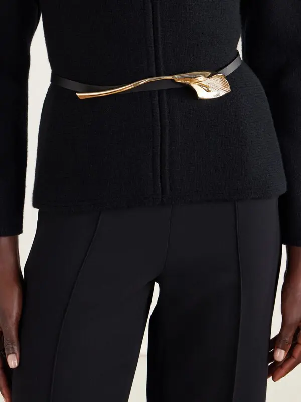 Carolina Herrera Calla Lily Embellished Leather Belt