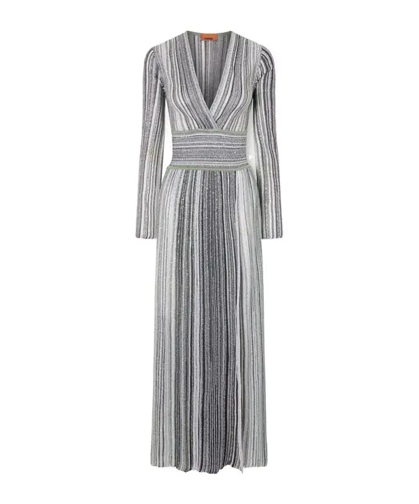 Missoni Striped Sequin-embellished Metalic Crochet-knit Maxi Dress - Gray