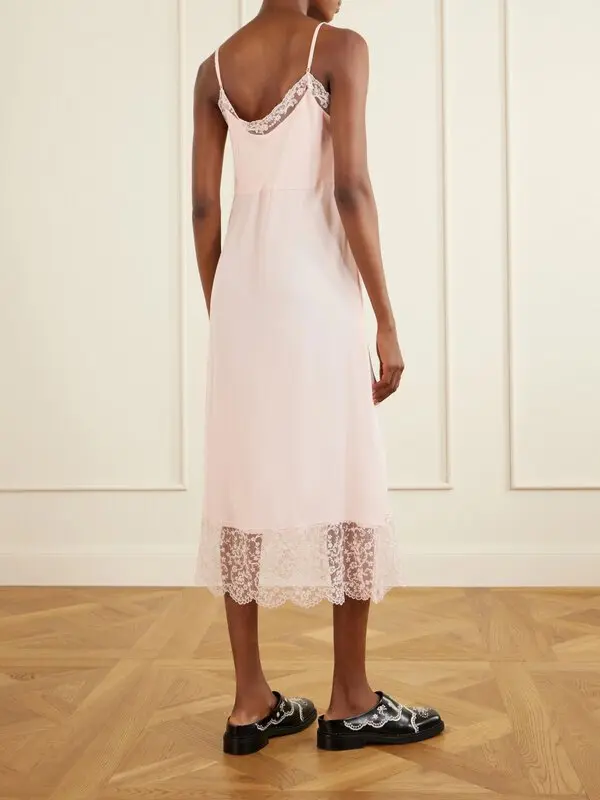 Simone Rocha Lace-trimmed Crepe De Chine Midi Dress