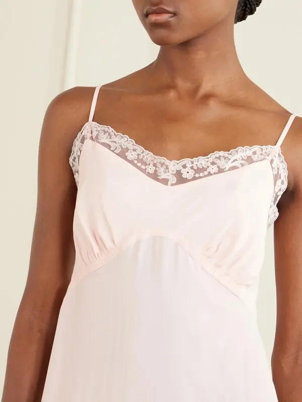 Simone Rocha Lace-trimmed Crepe De Chine Midi Dress