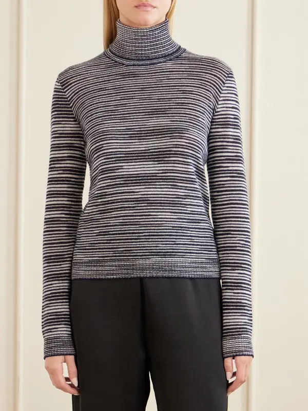 Missoni Striped Cashmere And Wool-blend Turtleneck Sweater