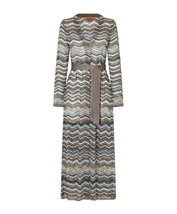 Missoni Striped Belted Crochet-knit Cardigan