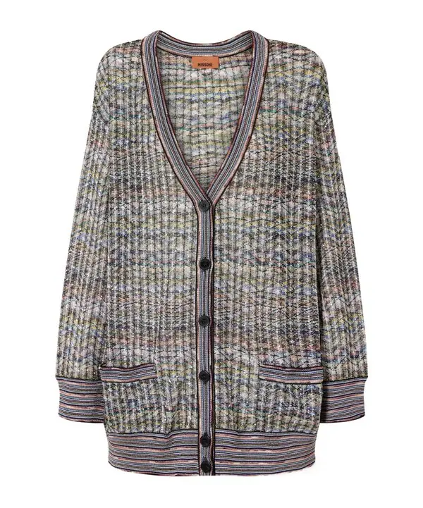Missoni Striped Metallic Crochet-knit Cardigan
