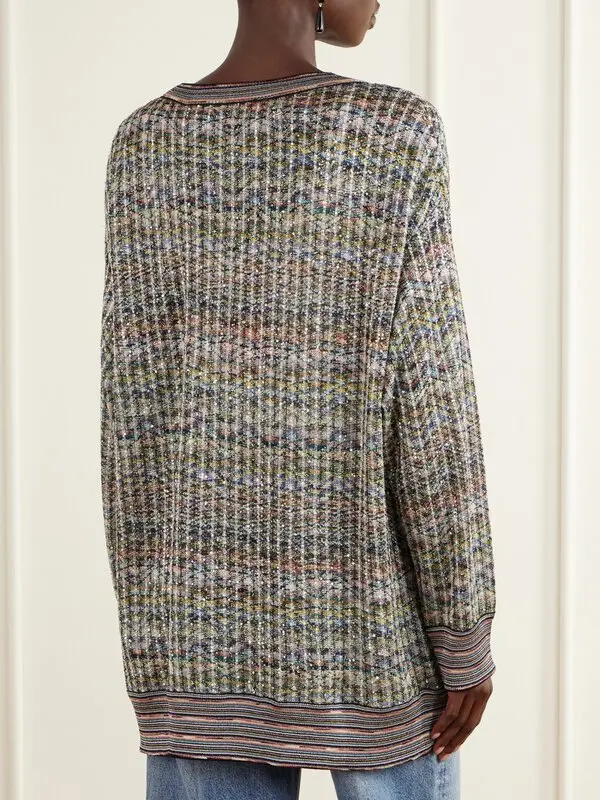 Missoni Striped Metallic Crochet-knit Cardigan