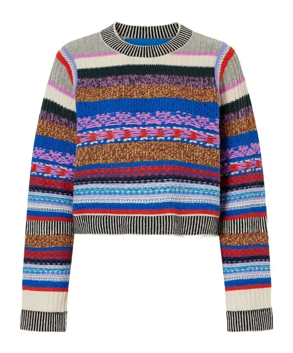 MOTHER Crop Striped Alpaca And Wool-blend Sweater