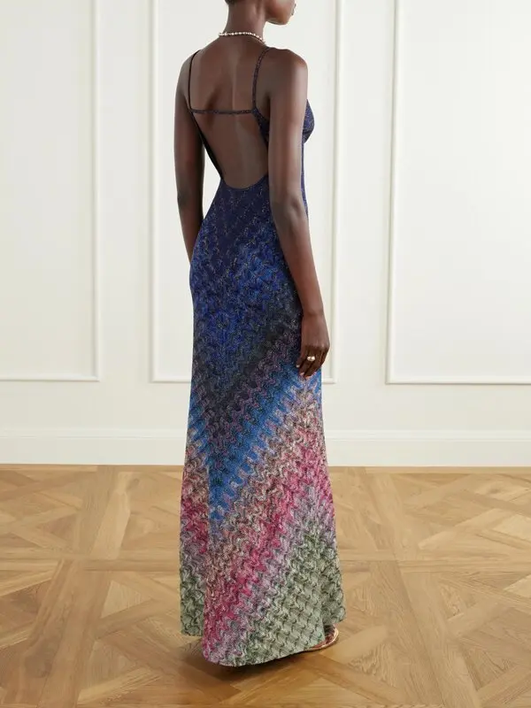 Missoni Striped Crochet-knit Maxi Dress