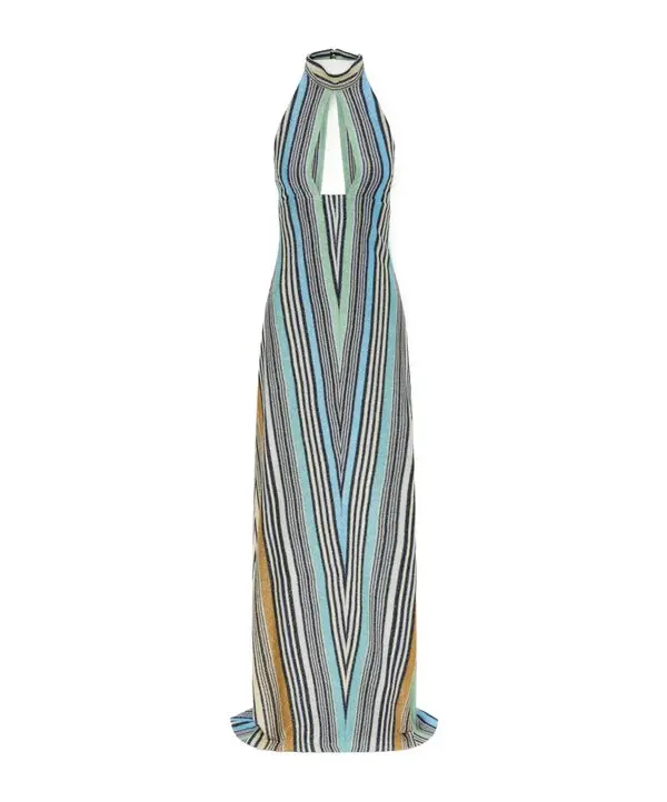 Missoni Striped Metallic Crochet-knit Maxi Dress - Gray
