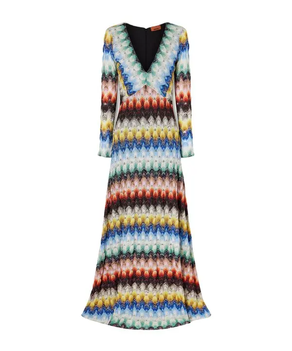 Missoni Striped Metallic Crochet-knit Maxi Dress