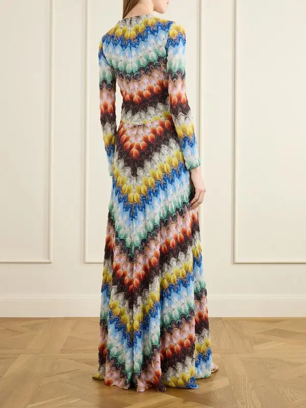 Missoni Striped Metallic Crochet-knit Maxi Dress