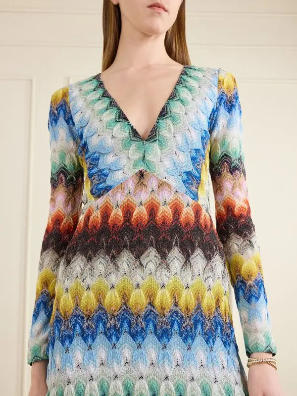 Missoni Striped Metallic Crochet-knit Maxi Dress