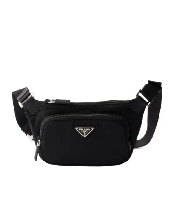 Prada Re-nylon And Saffiano Leather Shoulder Bag - Black