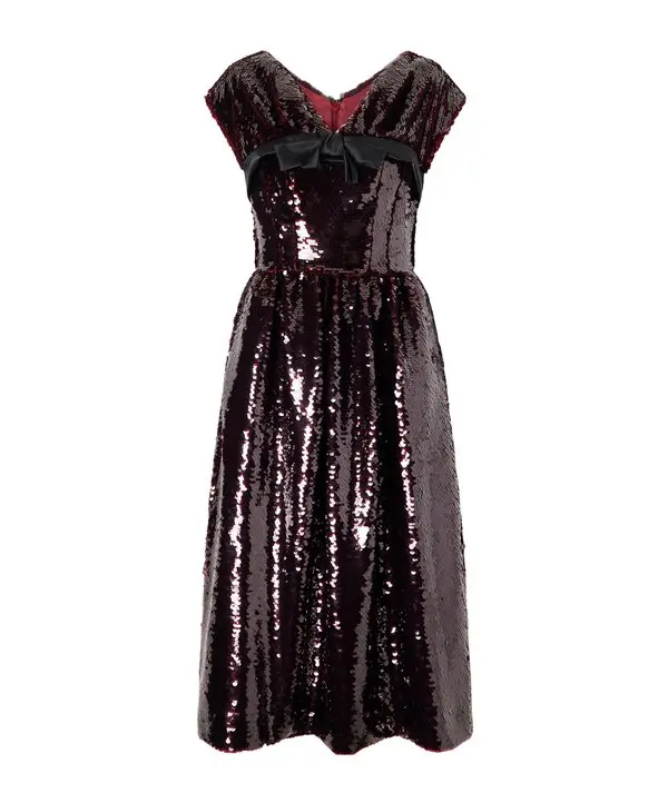 Simone Rocha Bow-detailed Sequined Midi Dress