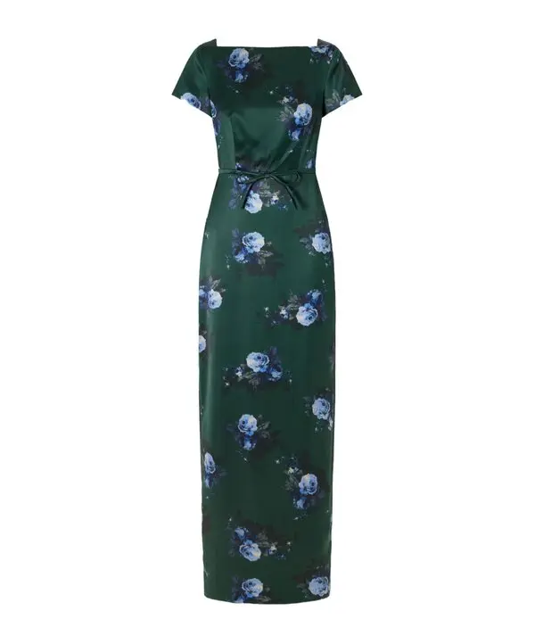 Erdem Duchess Bow-detailed Floral-printed Satin Gown