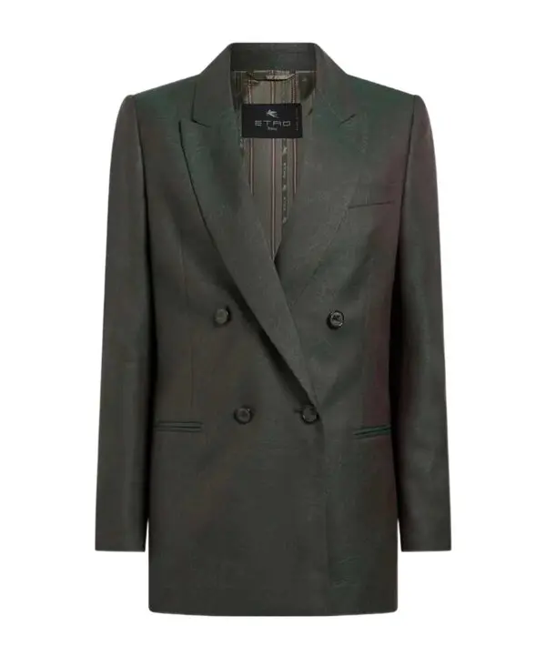 Etro Double-breasted Wool Jacquard Jacket With Paisley Motif