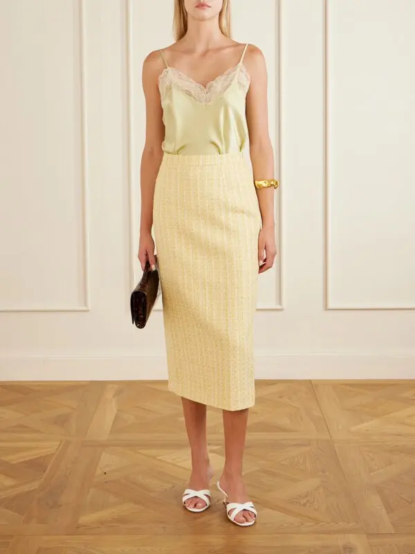 Alessandra Rich Tweed Midi Skirt