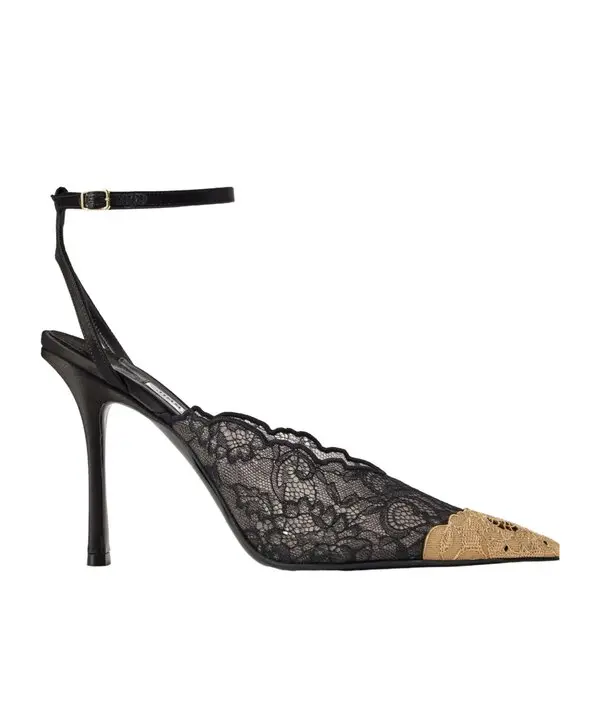 JIMMY CHOO Satin-trimmed Lace Pumps - Black