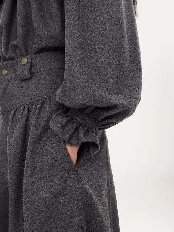 Chloé High-neck Ruffled Top In Wool Cashmere Flannel