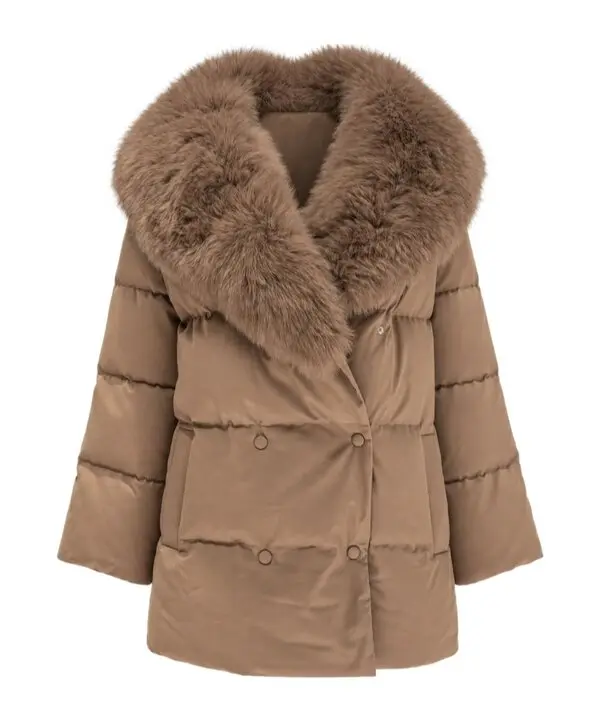 YVES SALOMON Long-sleeved Padded Jacket - Brown