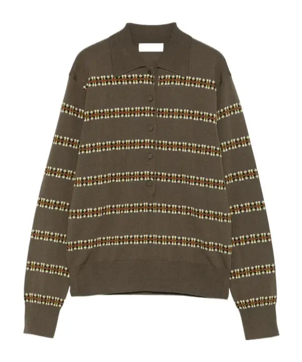Dries Van Noten Striped Knit Polo Shirt