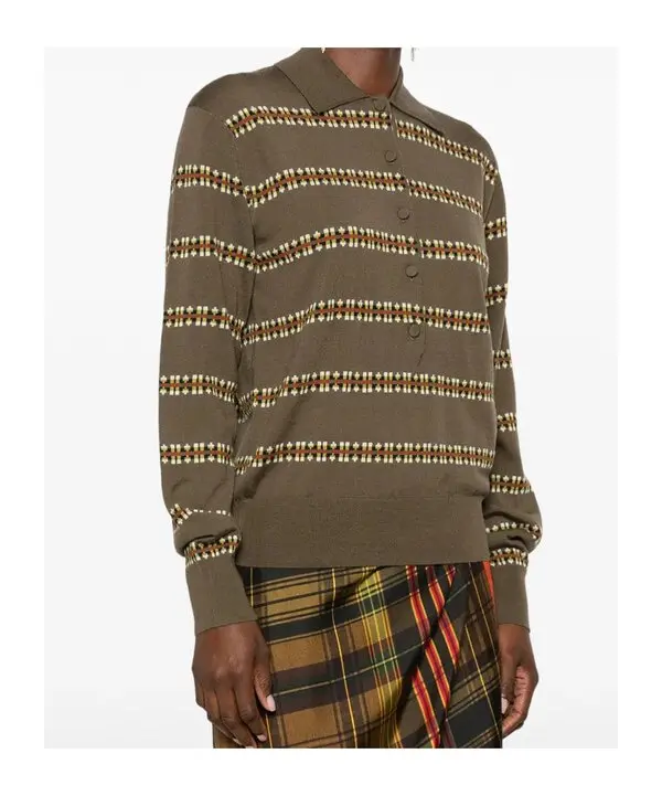 Dries Van Noten Striped Knit Polo Shirt