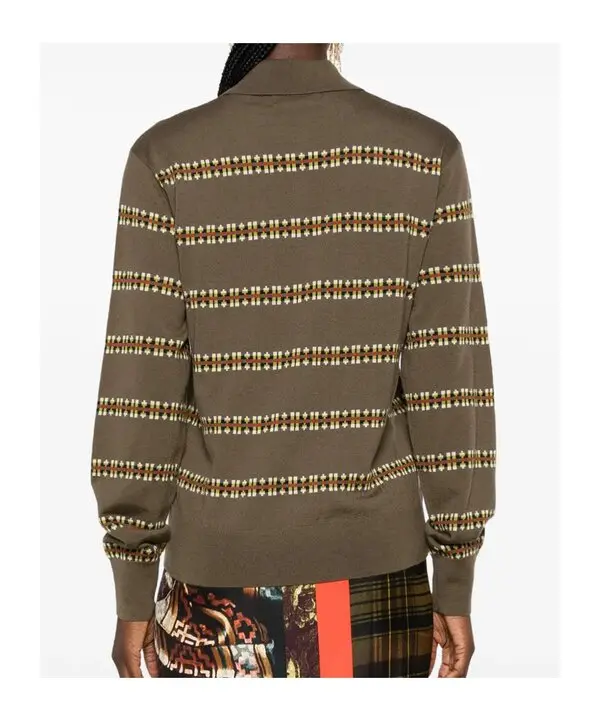 Dries Van Noten Striped Knit Polo Shirt
