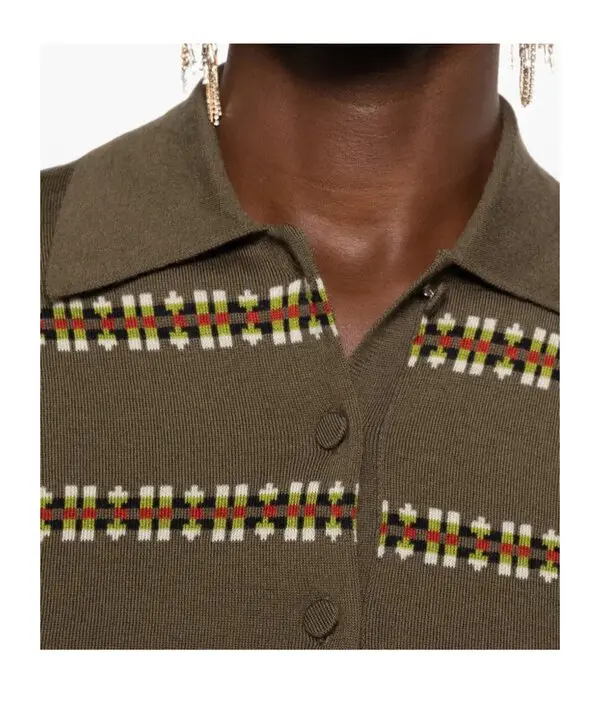 Dries Van Noten Striped Knit Polo Shirt