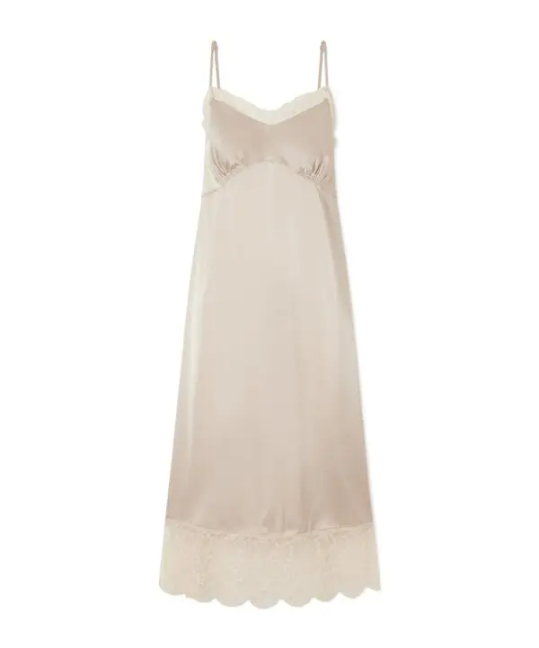 Simone Rocha Lace-trimed Satin Midi Dress