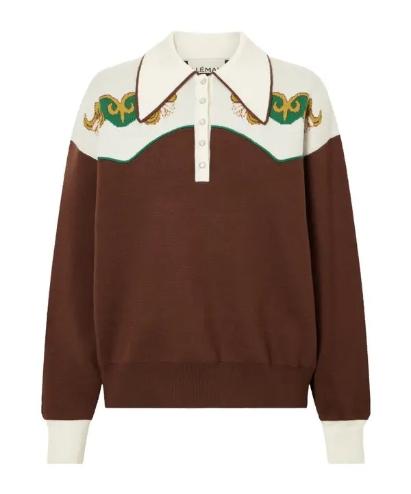 ALEMAIS Intarsia-knit Polo Sweater