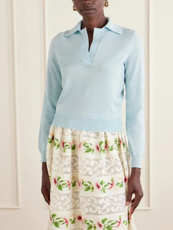 Oscar De La Renta Wool Polo Sweater