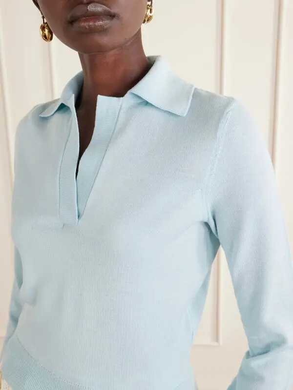 Oscar De La Renta Wool Polo Sweater