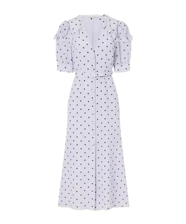 Alessandra Rich Lace-trimmed Silk Midi Dress