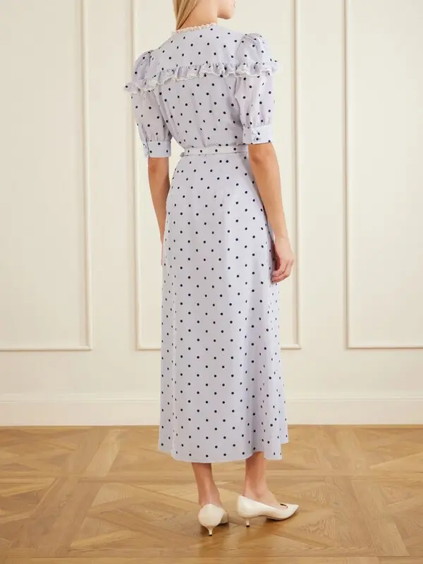 Alessandra Rich Lace-trimmed Silk Midi Dress