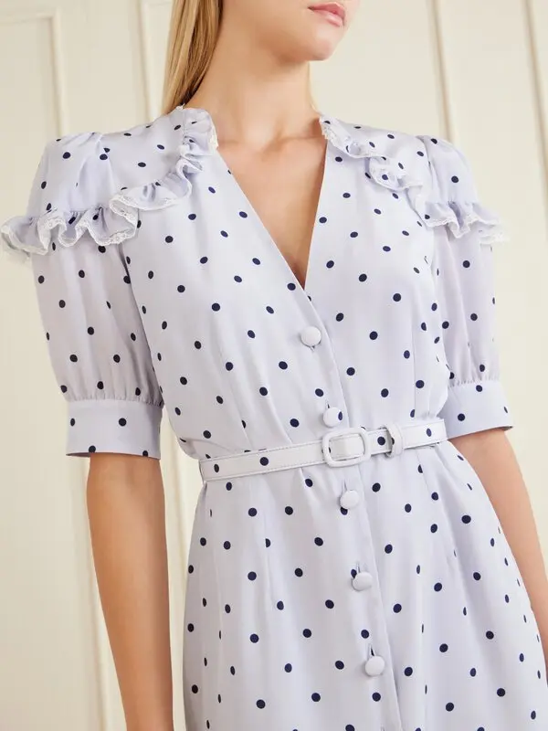 Alessandra Rich Lace-trimmed Silk Midi Dress