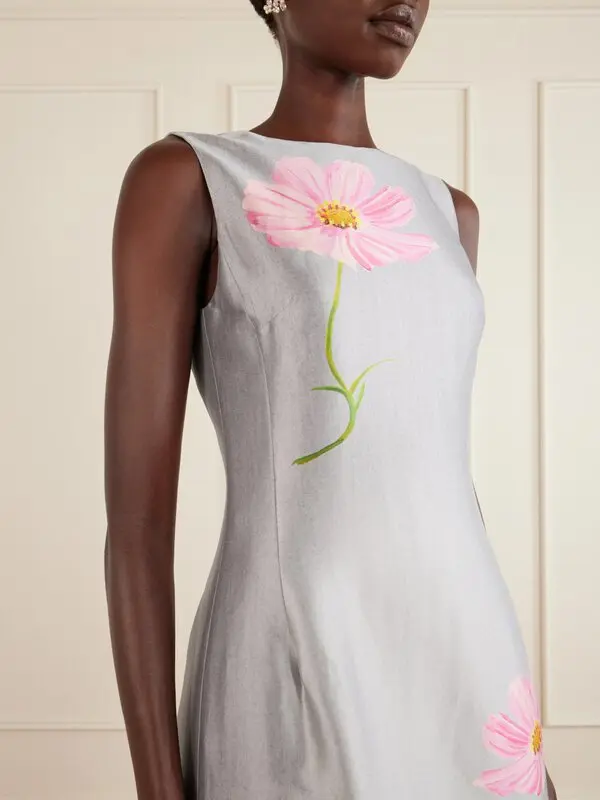 Oscar De La Renta Floral-print Satin Midi Dress